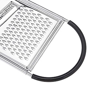 Amazon Basics Rectangular Stainless Steel Flat Cheese Grater with Non-Slip Handle and Base, Black (Previously AmazonCommercial brand)