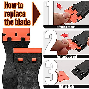 Sticker Scraper Tool Set include 120 Pcs 1.5 Inch Plastic Scraper Blades + 2 Pcs Plastic Razor Blade Scraper for Auto Vinyl Wrap Window Tint Glass Cleaning Adhesive Glue Paint Remove Plastic Scraper