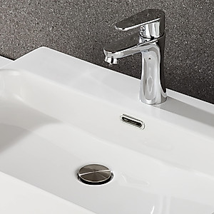 Pop Up Bathroom Sink Drain - Bathroom Sink Stopper with Overflow for Faucet Vessel, Push Type Bathroom Sink Vanity Assembly with Strainer, Brushed Nickel