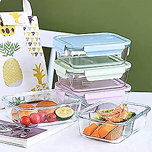 FineDine Glass Meal Prep Containers with Lids - Set of 3 Square 28 Oz Containers - Airtight, Leakproof, Microwave & Dishwasher Safe - Perfect for Snacks, Dips, and Meal Prep (Pink)