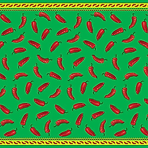 Beistle Plastic Chili Pepper Tablecover For Rectangle Tables, Cinco De Mayo Table Cloth Fiesta Party Supplies, Green/Red/Yellow