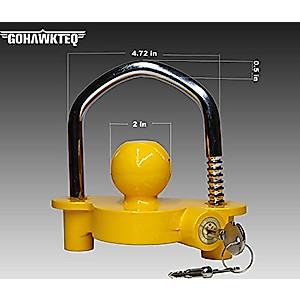 GOHAWKTEQ Universal Coupler Lock Universal Coupler Trailer Hitch Security Lock Adjustable Storage Security Heavy-Duty Steel fits 1-⅞", 2", and 2-5/16" couplers Replaces#72783