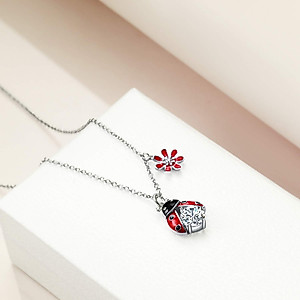 POPLYKE Ladybug Necklace for Women Sterling Silver Daisy Jewelry Gifts