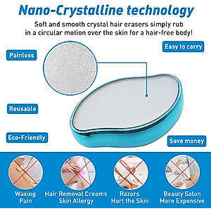 Crystal Hair Eraser, 2022 Magic Hair Eraser Crystal Hair Remover for Women and Men, Painless Exfoliation Crystal Hair Removal Tool Crystal Hair Accessories for Arms Legs Stocking Stuffers for Women