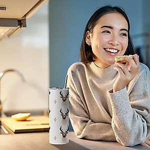 Cartoon Christmas Deer insulated tumblers，Cartoon Christmas Deer coffee cup Gift，Cartoon Christmas Deer Drinking Glasses-Tea Cup-Coffee Mug tumbler with lid and straw 20 oz insulated tumbler cups