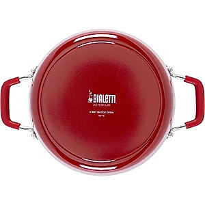 Bialetti Aeternum Ceramic Nonstick Cookware Set, 10 Piece Cookware Set, Red/White
