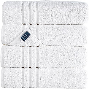 Hammam Linen White Bath Towels 4-Pack - 27x54 Soft and Absorbent, Premium Quality Perfect for Daily Use 100% Cotton Towel 600 GSM
