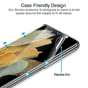LK 3 Pack Screen Protector for Samsung Galaxy S21 Ultra, Self-Healing TPU Film, Anti-Scratch, No Bubble, Touch Sensitive, Support In-Display Fingerprint Scanner, Alignment Tool Included