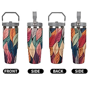 SYJTGDE Large Capacity Car Cup Multicolor Leaves Fashionable Upgrade Car Cup Advanced And Beautiful Travel Cup