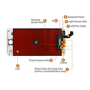 for iPhone 6 Plus 5.5 Inch LCD Digitizer Display Touch Screen Replacement Full Complete Front Glass Frame Assembly with Repair Tools Kit Model: A1522 A1524 A1593 in White