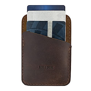 Hide & Drink, Leather Minimalist Card Holder, Holds Up to 4 Cards, Travel Organizer, Accessories, Handmade Includes 101 Year Warranty :: Bourbon Brown