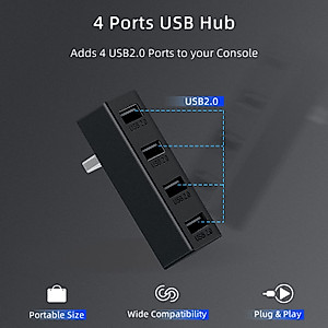 Mcbazel 4 Ports USB Hub 2.0 for Xbox Series X/S, Portable High Speed USB Hub Splitter Expansion Adapter Accessories Compatible with Xbox Series X/S Console - Black