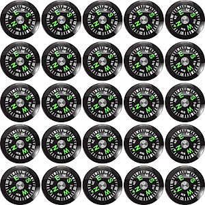 200 Pieces Button Compass Mini Black Survival Compass Oil Filled Compass for Camping Hiking Boating Touring