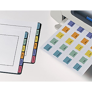 Avery 16281 Printable Plastic Tabs with Repositionable Adhesive, 1 1/4, Assorted (Pack of 96)