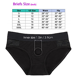 DRESSHAPE Strapon Harness Underwear for Strap On Underwear Strapless Strap On Panties for Men Women Couples (US, Alpha, Large, Regular, Regular, Black LS)