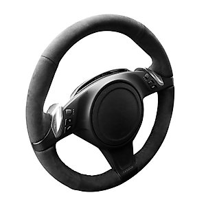 Alfanxi Hand Stitch Sewing Italy Alcantara Car Steering Wheel Cover Wrap for Porsche 911/Panamera/Panamera E-Hybrid (Black Alcantara+No Stripes)