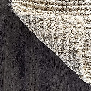 nuLOOM Ashli Handwoven Solid Jute Area Rug, 4' Round, Off-white