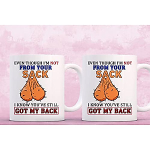 SIUNY Gifts for Bonus Dad Step Dad from Daughter Son, Even Though I'm Not From Your Sack Coffee Mugs, Happy Father's Day Xmas Birthday Gifts for Stepdad Father in Law