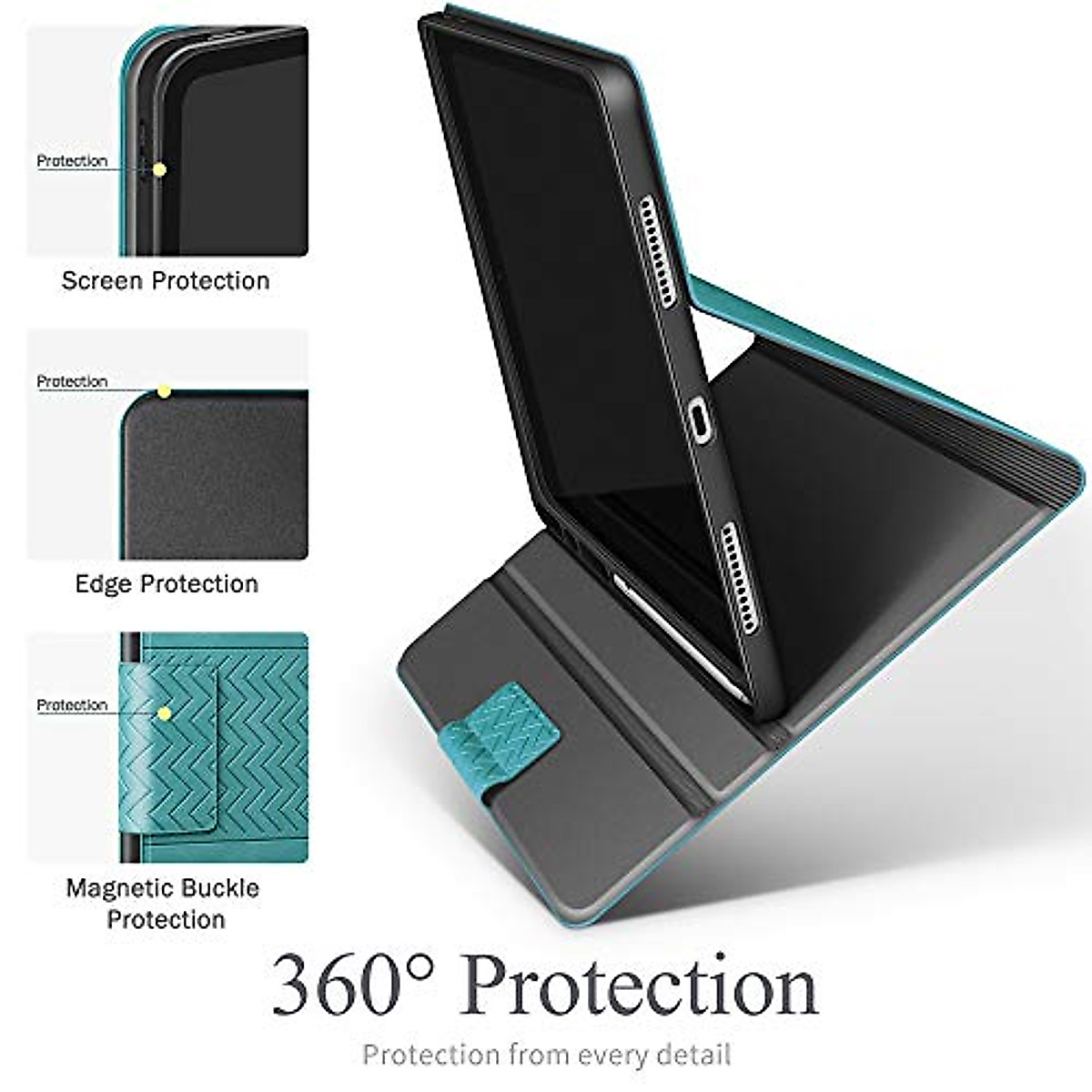 auaua Case for iPad Air 3rd Generation 2019 / iPad Pro 10.5 2017, with Built-in Pencil Holder, Auto Sleep/Wake, Adjustable Angle, Vegan Leather (Green)