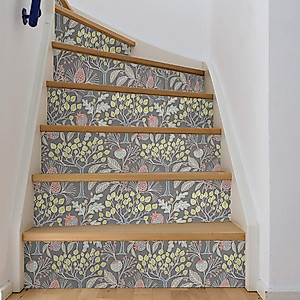 NuWallpaper NU3039 Groovy Garden Grey Peel & Stick Wallpaper, Multicolor