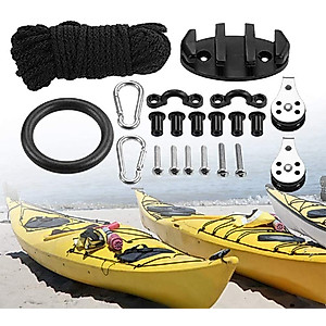 ISURE MARINE Kayak Canoe Anchor Trolley Kit Eyes Wellnuts Screws Kayak Accessories Zig Zag Cleat Rigging Ring Pulleys DIY Boat 30 Feet Rope