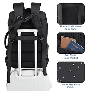 Gieury Carry On Backpack, Expandable Backpack 40L-50L, Flight Approved Large Travel Backpack Laptop Backpack for Men & Women, Large Luggage Backpack Daypack Lightweight Business Weekender Bag, Black