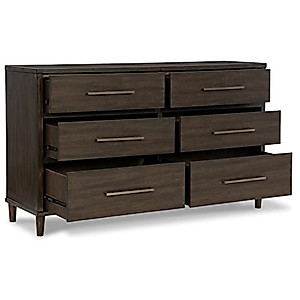 Signature Design by Ashley Wittland Mid-Century Modern 6 Drawer Dresser, Dark Brown
