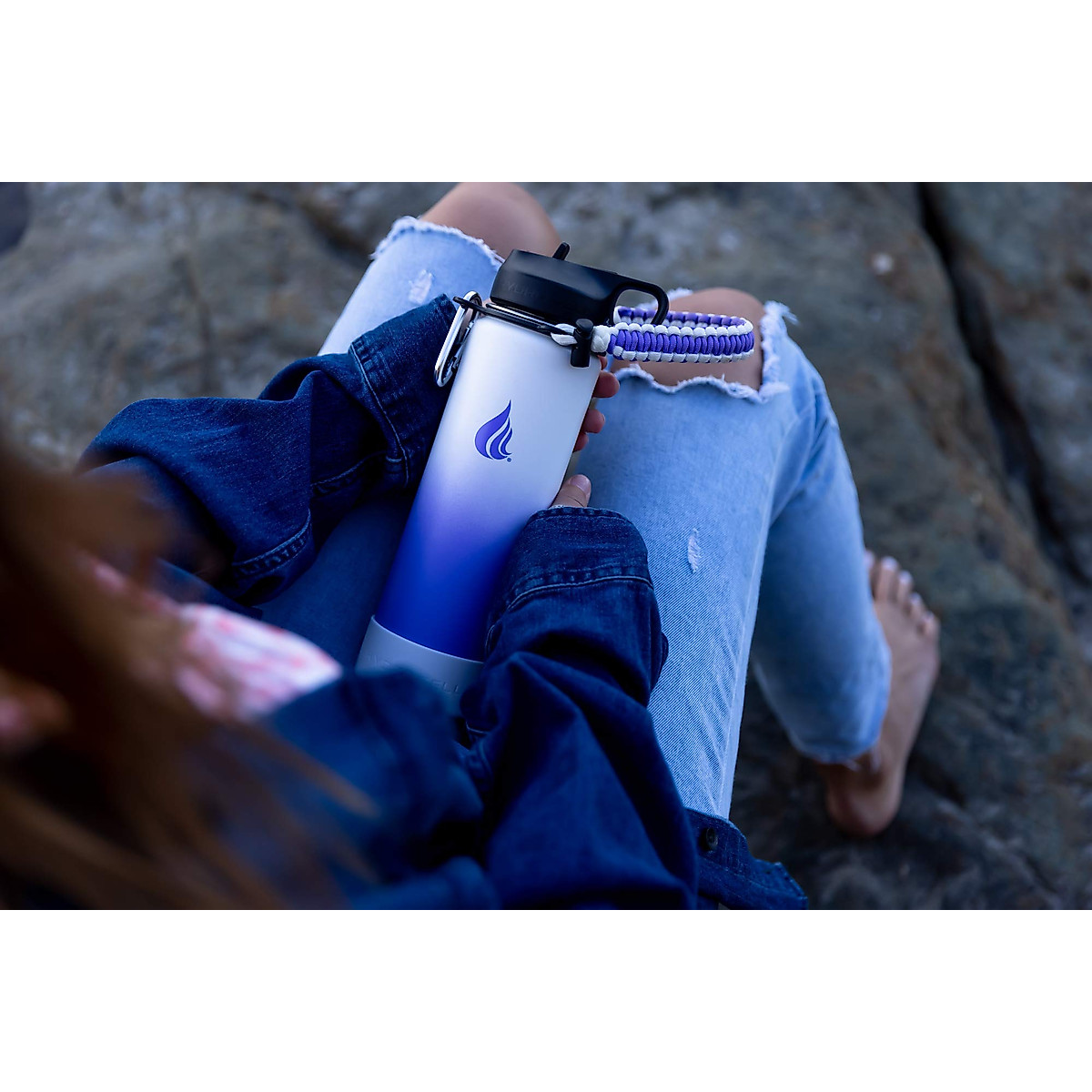 HYDRO CELL Stainless Steel Insulated Water Bottle with Straw - For Cold & Hot Drinks - Metal Vacuum Flask with Screw Cap and Modern Leakproof Sport Thermos for Kids & Adults (Lavender/White 24oz)