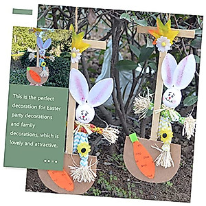 ABOOFAN 4 Pcs Easter Decoration Easter Bunny Cutouts Tiger and Bunny Easter Hanging Door Sign Easter Wall Hanging Plaque Easter Bunny Sign Easter Door Plaque Props Wooden Household