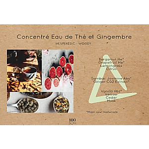 100BON Eau De The & Gingembre Tea & Ginger Scent for Women & Men Energizing Organic Fragrance - Sweet, Citrus & Spicy Notes - 100% Natural Fragrance Concentrate Spray, 0.5 Fl Oz