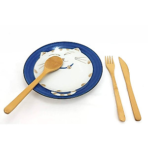 JapanBargain 3785, Bamboo Fork Knife Spoon Cutlery Utensils Flatware Set 3pc Reusable Dishwasher Safe, 8-inch, 1 Set