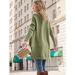 LILLUSORY Oversized Turtleneck Pullover Sweaters Womens 2024 Long Tunic Sweater Winter Trendy Casual Poncho Cowl Neck Cute Tops Dress Fall Fashion Clothes Outfits Clothing Light Green