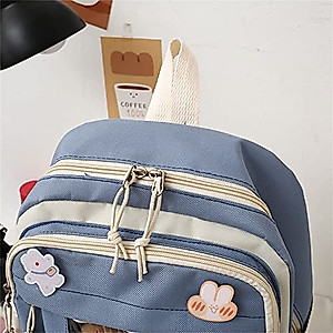 MQUN Kawaii Backpack 5 Pcs School Backpack Cute Aesthetic BackpackSet Aesthetic School Bags Cute Bookbag with Badge& Plush Pendan,Shoulder Bag,Pencil Box,Tote Bag,Small Bag