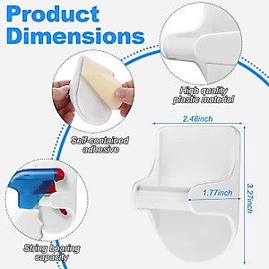 CBYJK Spray Bottle Holder Wall Mount, 8 Pack Adhesive Bottle Holder, Strongly Spray Bottle Organizer, Spray Bottle Hanger for Cabinet, Kitchen, Bathroom