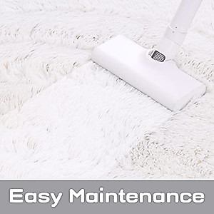 ROSMARUS Fluffy Rug for Bedroom 3'X5' Fuzzy Rug for Girls Boys Kids Nursery Teens Room Room Shaggy Rug for Dorm Shag Carpet Room Decor, White