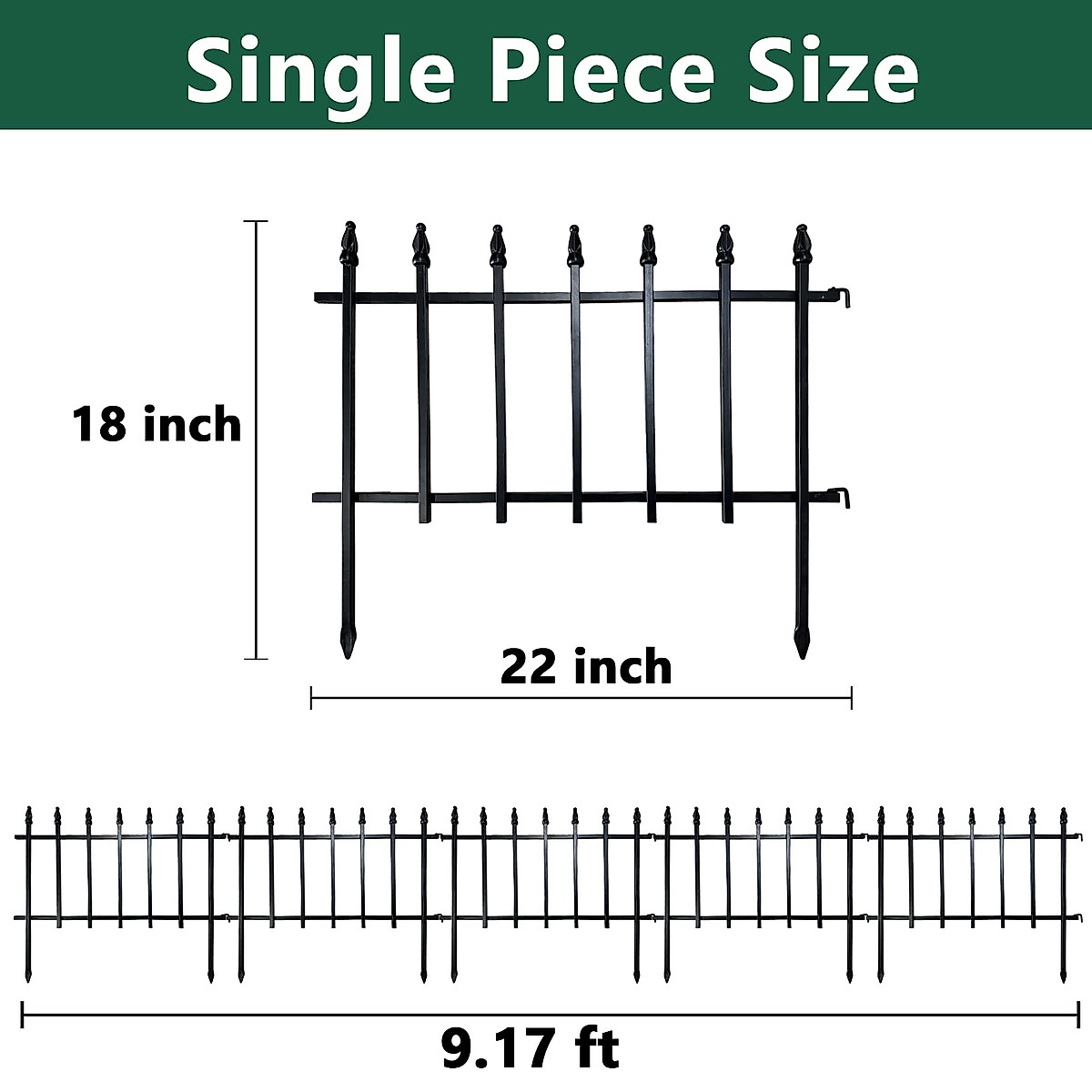 ARIFARO Decorative Metal Garden Fence 18" high x 22" Wide 5 Pack, Animal Barrier for Dog Pet, Border Garden Fencing for Outdoor Patio Lawn Yard Flower Bed