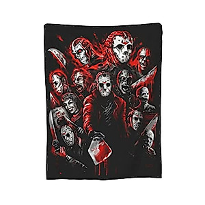 Horror Movie Characters (Many Faces of) Flannel Blanket,Super Soft, Comfortable and Warm, Perfect for Sofa, Living Room and Bedroom 80"X60"