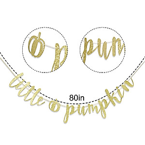 Little Pumpkin Banner - Halloween banner,Little pumpkin 1st birthday banner,Fall Themed Baby Shower Banners, Gold Glitter Fall Baby Party Decorations