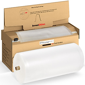 Bonsenkitchen 11” x 150’ Food Vacuum Seal Roll Keeper with Cutter, Vacuum Sealer Bags Rolls for Food Storage, Commercial Grade, BPA Free, Great for Meal Prep and Sous Vide Cooking