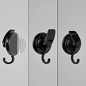 SOCONT Suction Cup Hooks for Shower, Heavy Duty Vacuum Shower Hooks for Inside Shower, Matte Black-Plated Plished Super Suction for Kitchen Bathroom Restroom, 2 Pack