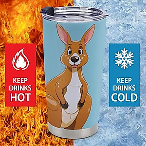 LHDGSJE Funny Cartoon Kangaroo Zoo 20 Oz Tumbler Stainless Steel Coffee Mug Reusable Travel Mug Leak-proof Large Capacity Car Cup Insulated Tumbler Fits in Car Cup Holder