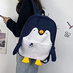 KOWVOWZ Kawaii Frog Large Novelty Backpack Girl Boy Teen Cute Fuuny Panda Animal High School Backpack Laptop Waterproof Bookbag (Penguin)