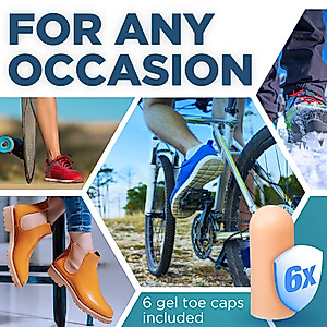 Homergy Original Soft Gel Toe Cap - 6 Big Toe Protectors for Women & Men, Cushioning Toe Sleeves to Provide Relief from Missing/Ingrown Toenails, Corns, Calluses, Blisters, Hammer Toes