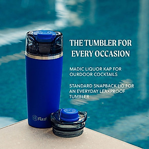 Flaskap Madic Drinking System | Insulated Tumbler with Shot Dispenser | Cup Holder Friendly | Splash Resistant | Leak Proof Tumbler (6 oz Black Madic, 22 oz Stainless Steel Volst)