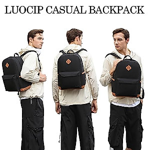 Black Laptop Backpack for Women - 15.6 inch Classic Basic College Student with Computer Compartment Casual Travel Bookbag Business Waterproof Work Bags for Adult Men Lightweight School Daypack