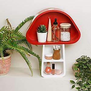 Floating Mushroom Shelf - Whimsical, Eccentric Cottagecore Decor - for Crystal and Cool Trinket Display - Cute, Funky and Unique Fairycore Aesthetic Shelves for Home, Kitchen, Bedroom and Nursery