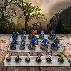 CASEMATIX LED Miniature Display Case with Three Tiered Acrylic Miniature Storage Figure Case Rows, Includes 20 Residue Free Grip Pads Compatible with Standard Miniatures and Large Warhammer 40k, DND