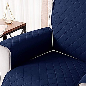 CHUN YI Recliner Chair Cover Reversible Small Recliner Slipcover for Dogs Seat Width to 25 Inch Washable Recliner Chair Protector with Elastic Adjustable Strap for Kids and Pets (Small, Navy)