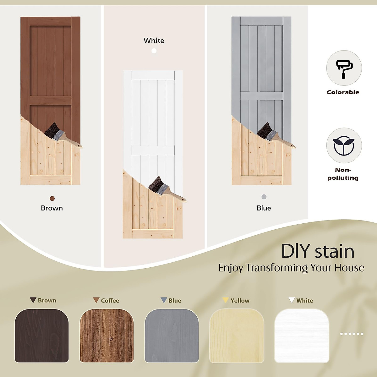 EaseLife 42in x 84in (Double 21in×84in Door) Barn Door with 7FT Sliding Door Hardware & Handle Included,DIY Assemblely,Easy Install,Apply to Interior Rooms & Storage Closet,H-Frame,Natural