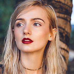 LOYALLOOK 10Pcs Cartilage Earrings Helix Tragus Earring Moon and Star Earrings CZ Heart Flower Barbell Surgical Steel Cartilage Earrings for Women Men Gold Tone